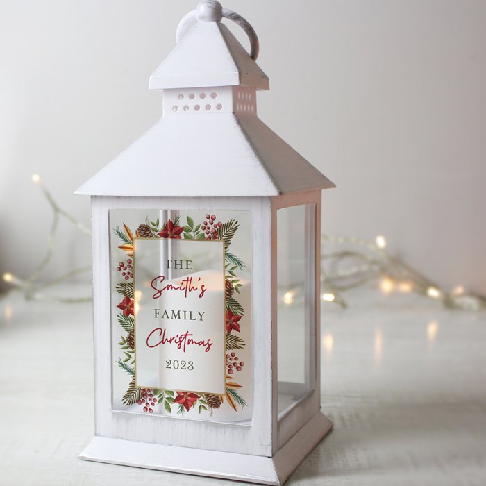 Personalised Christmas White LED Lantern | SpecialMoment.co.uk