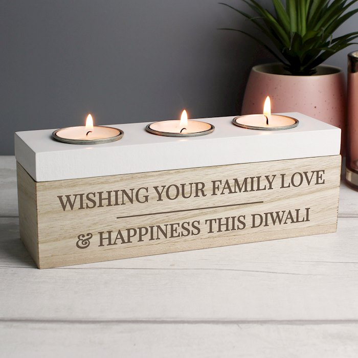 Personalised Classic Triple Tea Light Box | SpecialMoment.co.uk