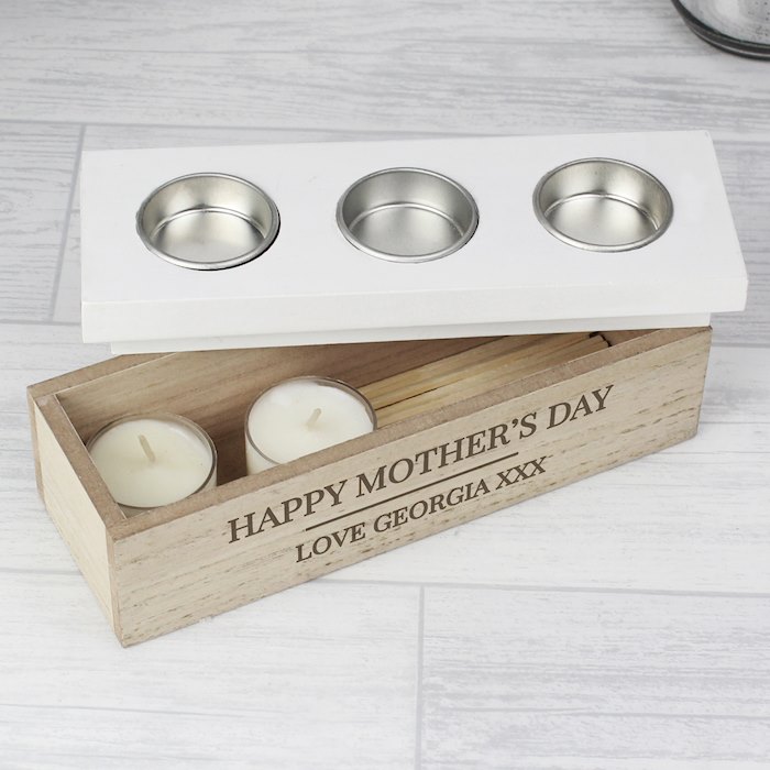 Personalised Classic Triple Tea Light Box | SpecialMoment.co.uk