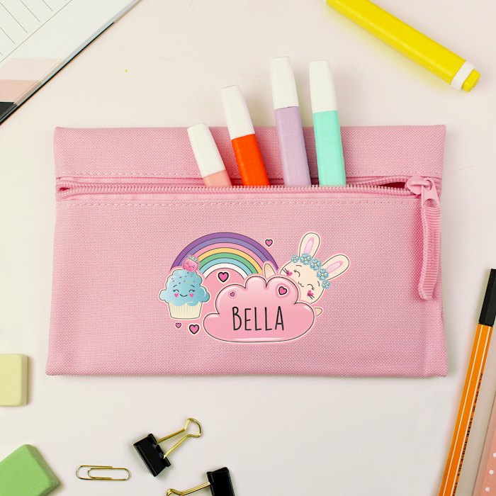 Personalised Cute Bunny Pink Pencil Case | SpecialMoment.co.uk