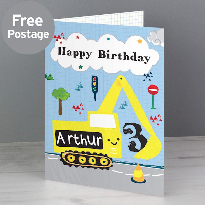 Personalised Digger Birthday Card | SpecialMoment.co.uk
