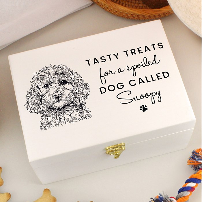 Personalised Dog Breed White Wooden Storage Box | SpecialMoment.co.uk