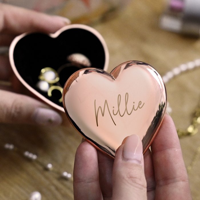 Personalised Engraved Rose Gold Heart Trinket Box | SpecialMoment.co.uk