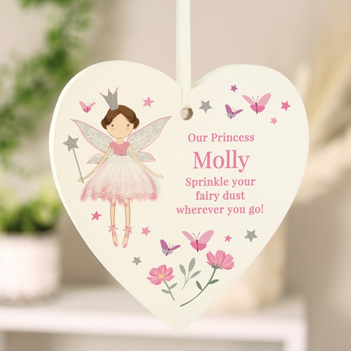 Personalised Fairy Princess Hanging Heart Ornament | SpecialMoment.co.uk