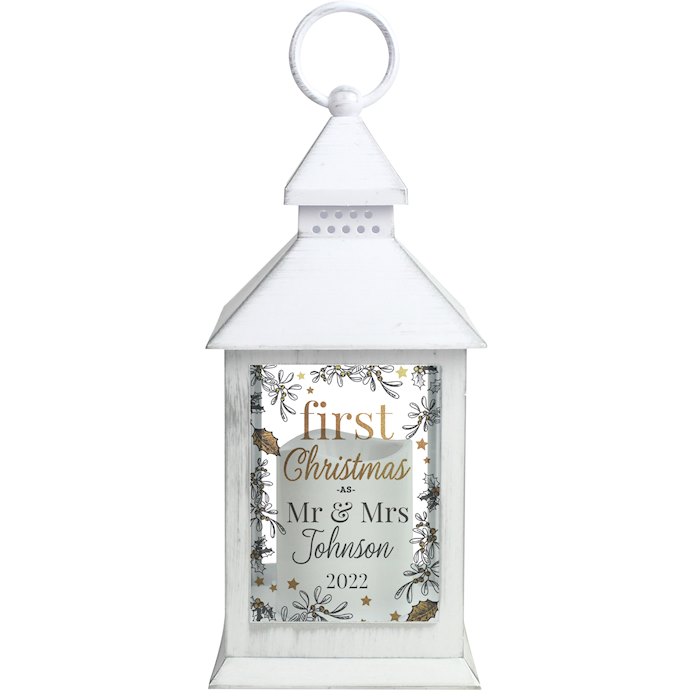 Personalised First Christmas White Lantern | SpecialMoment.co.uk
