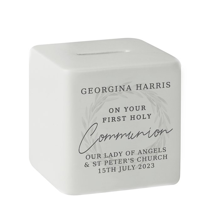 Personalised First Holy Communion Wreath Design Ceramic Square Money ...