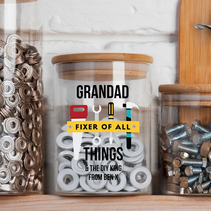 Personalised Fixer of All Things Storage Jar | SpecialMoment.co.uk