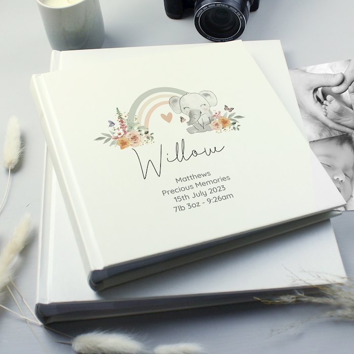 Personalised Floral Elephant Square Photo Album | SpecialMoment.co.uk