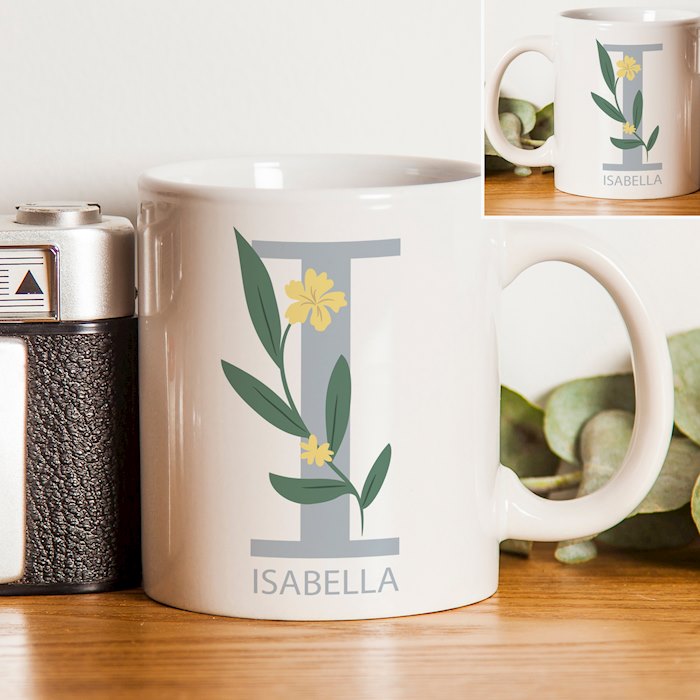 Personalised Floral Initial Mug | SpecialMoment.co.uk