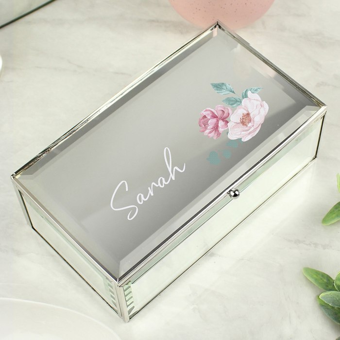 Personalised Floral Mirrored Jewellery Box | SpecialMoment.co.uk