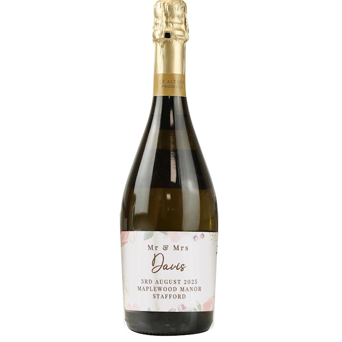 Personalised Floral Watercolour Bottle of Prosecco | SpecialMoment.co.uk