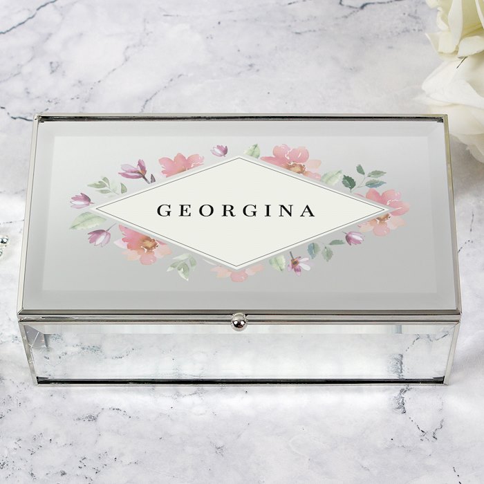 Personalised Floral Watercolour Mirrored Jewellery Box | SpecialMoment ...