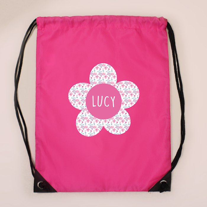 Personalised Flower Pink Kit Bag | SpecialMoment.co.uk