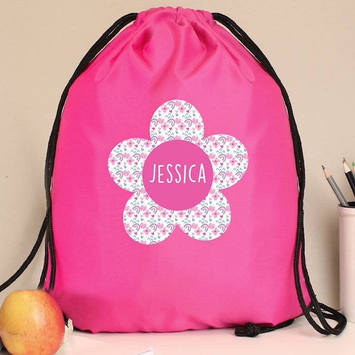 Personalised Flower Pink Kit Bag | SpecialMoment.co.uk