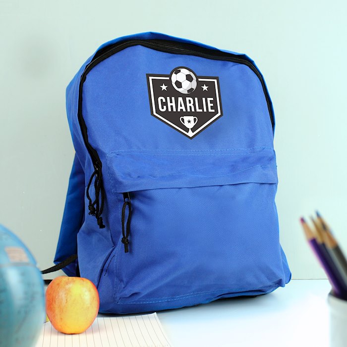 Personalised Football Blue Backpack | SpecialMoment.co.uk