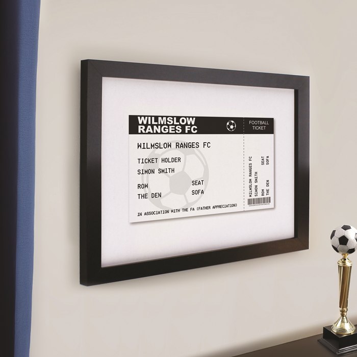 Personalised Football Ticket Black Poster Frame | SpecialMoment.co.uk