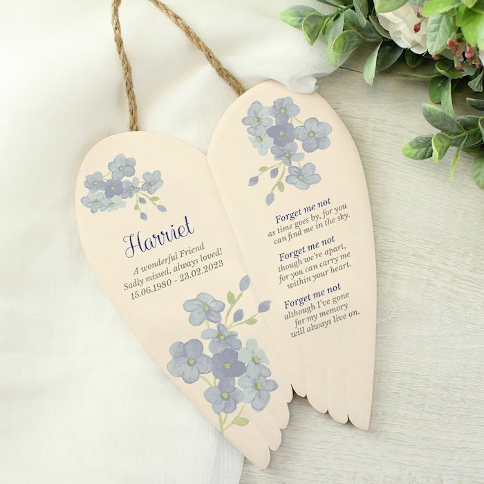 Personalised Forget Me Not Memorial Ceramic Wings | SpecialMoment.co.uk