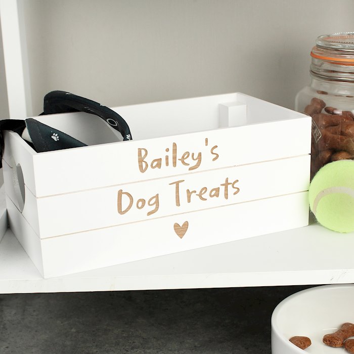 Personalised Free Text Heart Small White Wooden Crate | SpecialMoment.co.uk