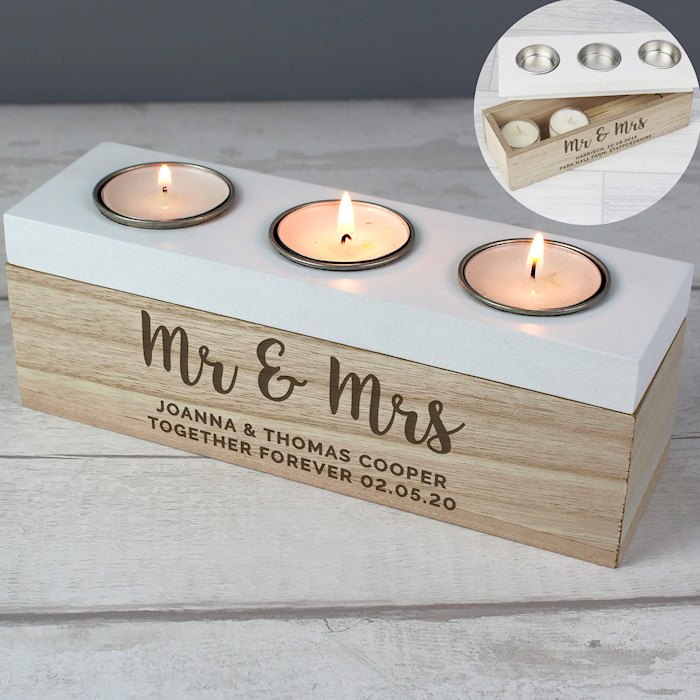 Personalised Free Text Triple Tea Light Box | SpecialMoment.co.uk