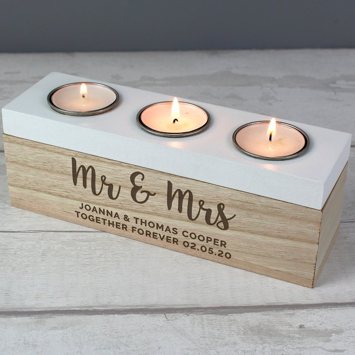 Personalised Free Text Triple Tea Light Box | SpecialMoment.co.uk