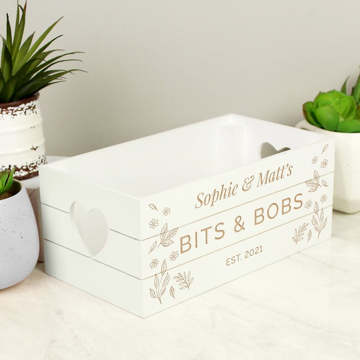 Personalised Free Text Small White Wooden Crate | SpecialMoment.co.uk