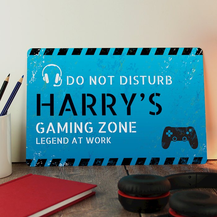 Personalised Gamer Do Not Disturb Metal Sign | SpecialMoment.co.uk