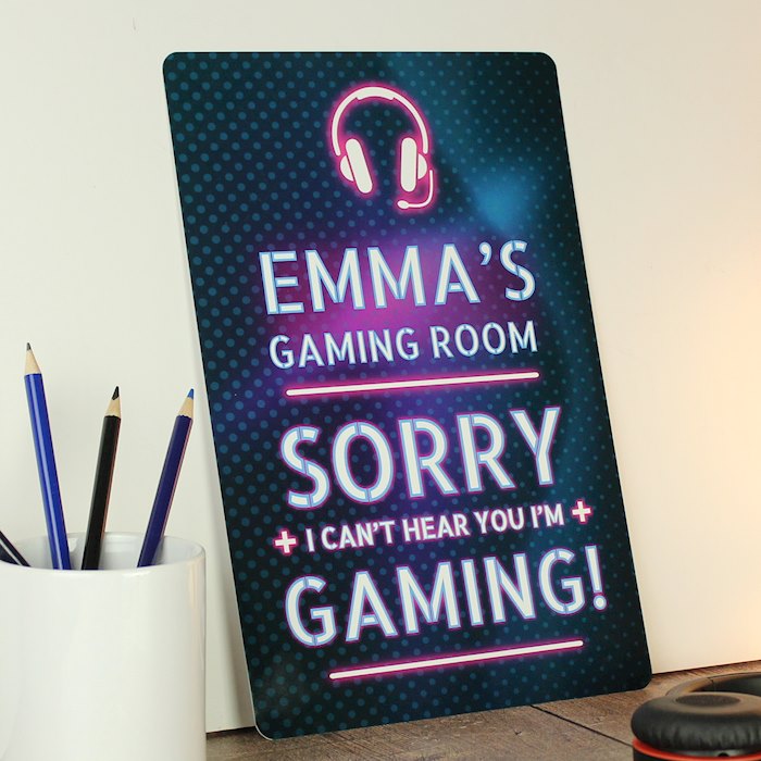 Personalised Gamer Warning Metal Sign | SpecialMoment.co.uk