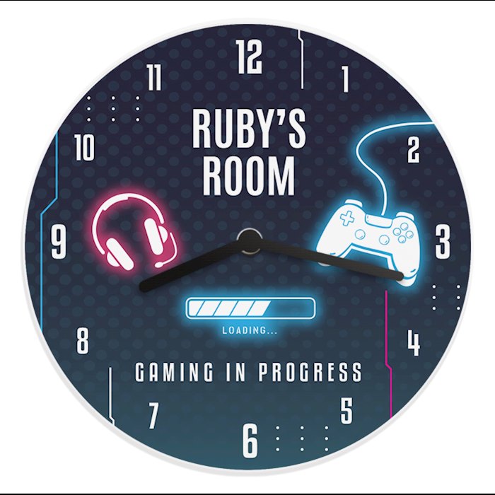 Personalised Gaming Wooden Childrens Clock | SpecialMoment.co.uk