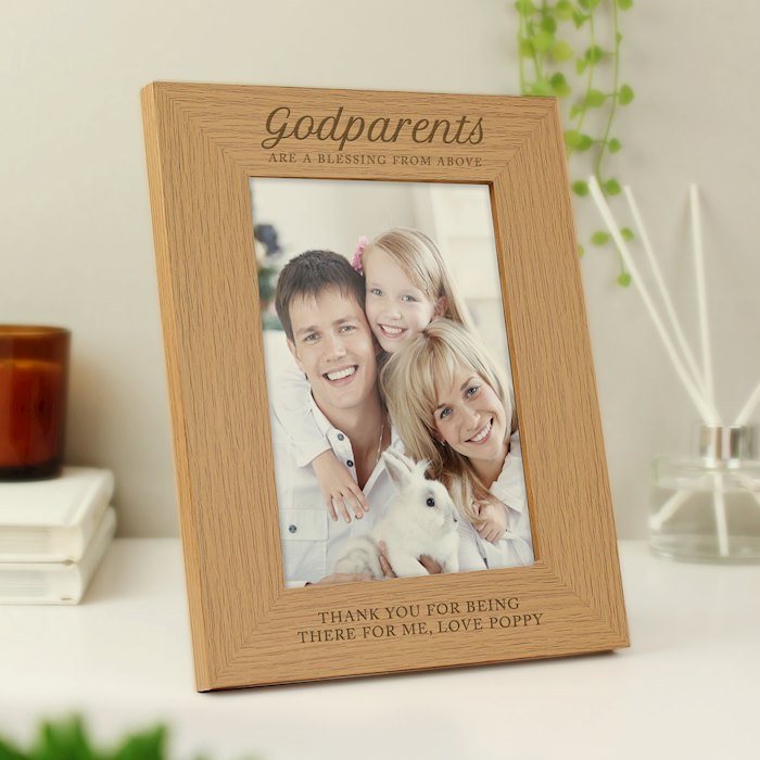 Personalised Godparents 5x7 Oak Finish Photo Frame | SpecialMoment.co.uk