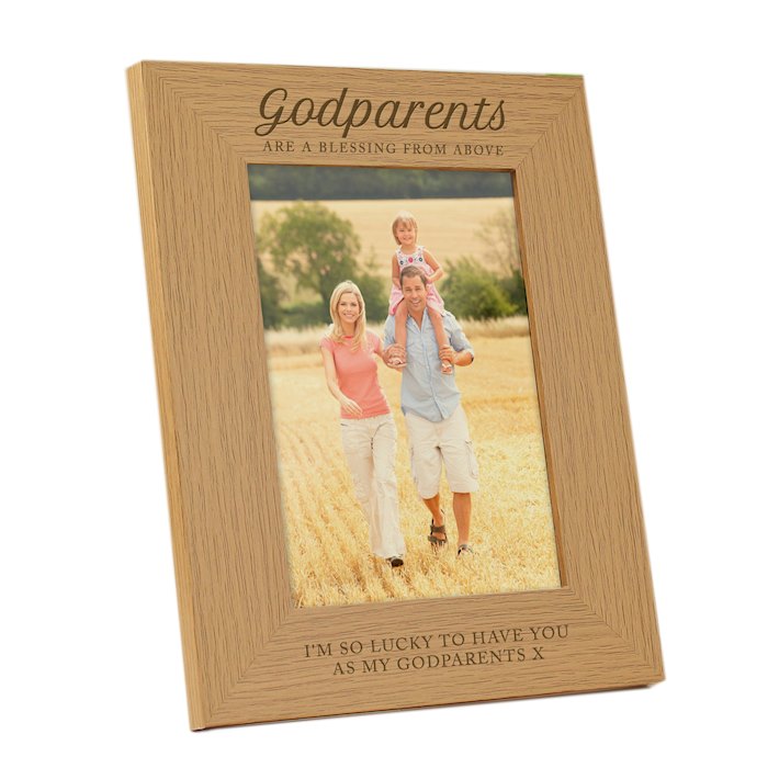 Personalised Godparents 5x7 Oak Finish Photo Frame | SpecialMoment.co.uk