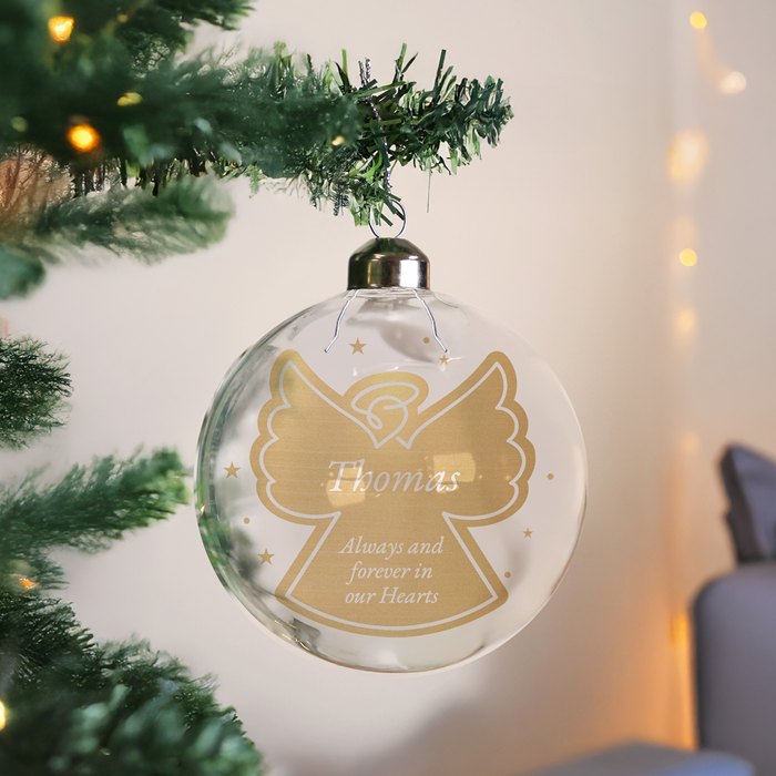 Personalised Gold Angel Name Only Glass Bauble | SpecialMoment.co.uk