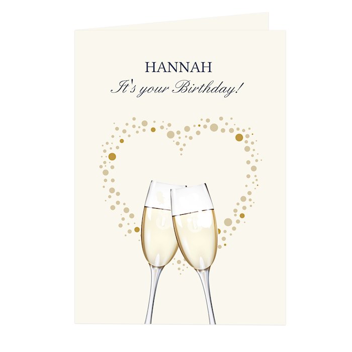 Personalised Gold Champagne Flutes Card | SpecialMoment.co.uk