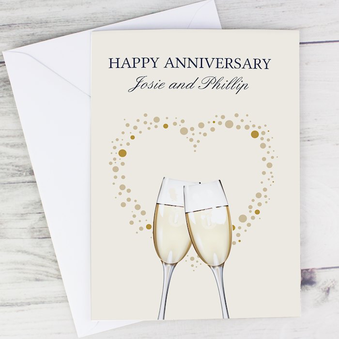 Personalised Gold Champagne Flutes Card | SpecialMoment.co.uk