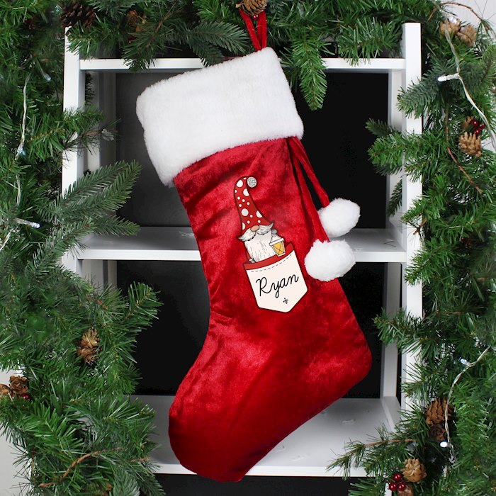 Personalised Gonk Family Red Christmas Stocking- Male | SpecialMoment.co.uk