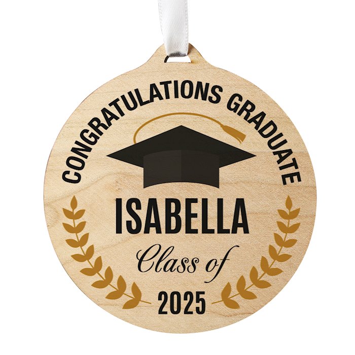 Personalised Graduation Round Wooden Decoration | SpecialMoment.co.uk