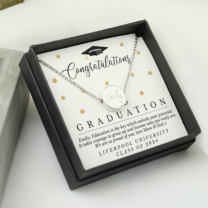 Personalised Graduation Sentiment Silver Tone Necklace and Box ...