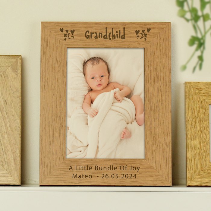 Personalised Grandchild 5x7 Oak Finish Photo Frame | SpecialMoment.co.uk