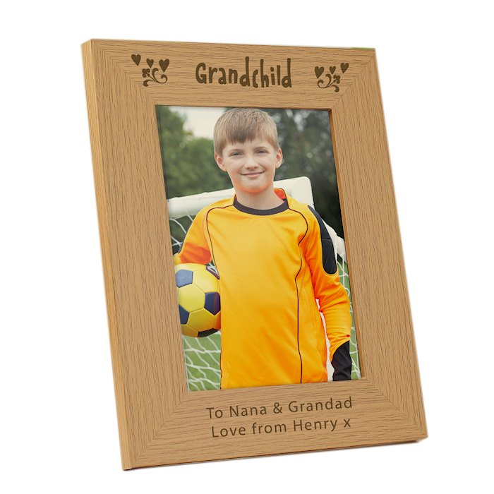 Personalised Grandchild 5x7 Oak Finish Photo Frame | SpecialMoment.co.uk