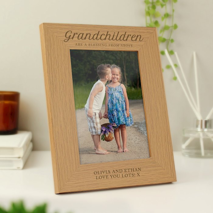 Personalised 'Grandchildren are a Blessing' 5x7 Oak Finish Photo Frame ...