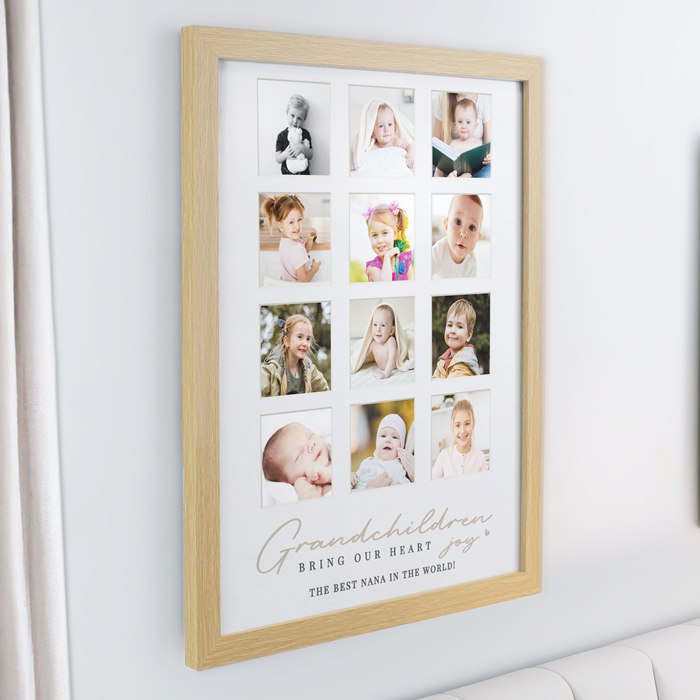 Personalised Grandchildren Oak Multi Photo Frame | SpecialMoment.co.uk