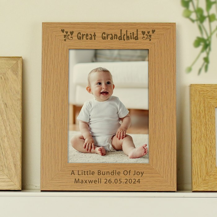 Personalised Great Grandchild 5x7 Oak Finish Photo Frame ...