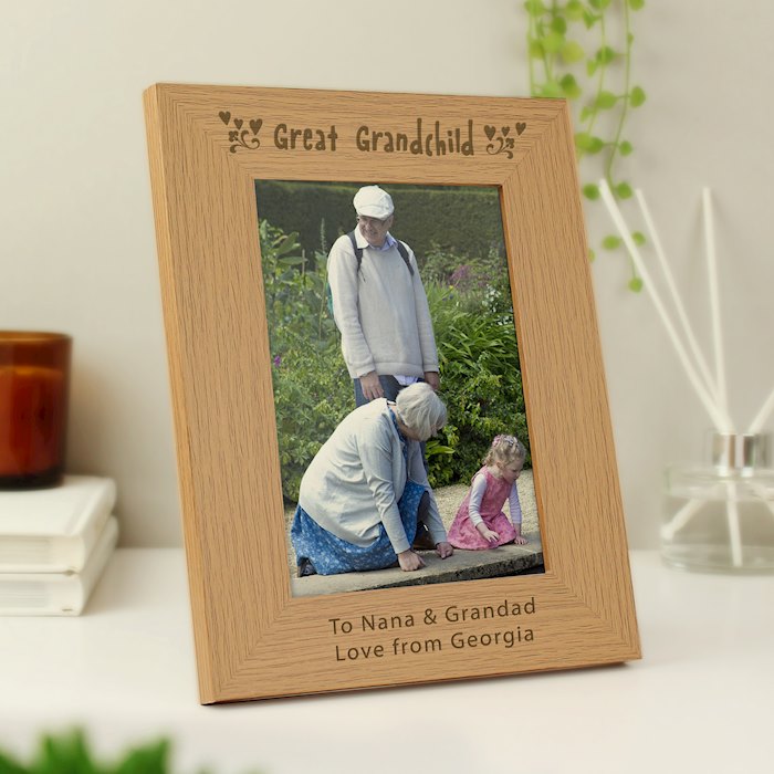 Personalised Great Grandchild 5x7 Oak Finish Photo Frame ...