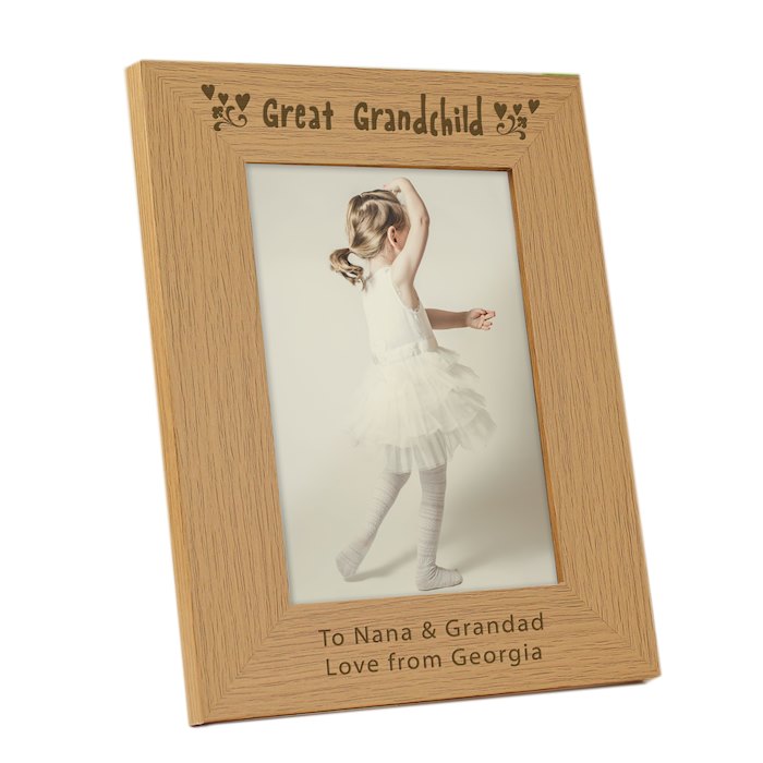 Personalised Great Grandchild 5x7 Oak Finish Photo Frame ...