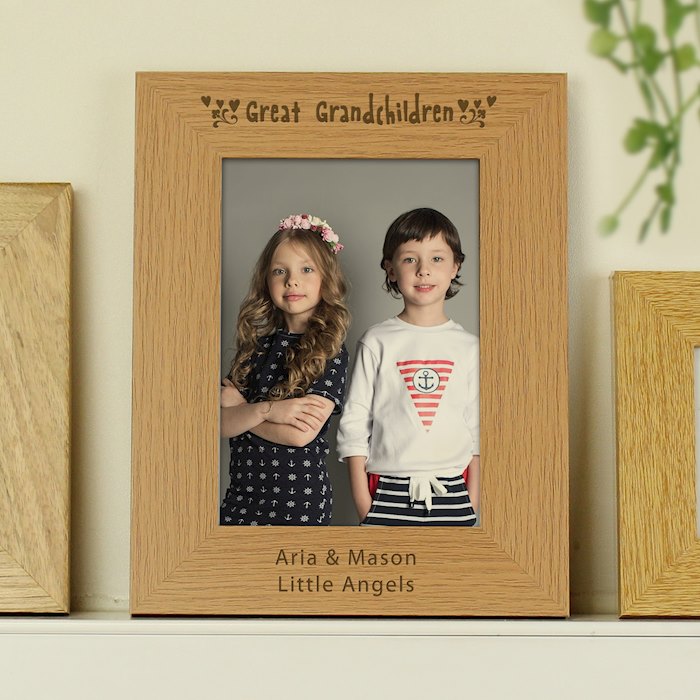 Personalised Great Grandchildren 5x7 Oak Finish Photo Frame ...