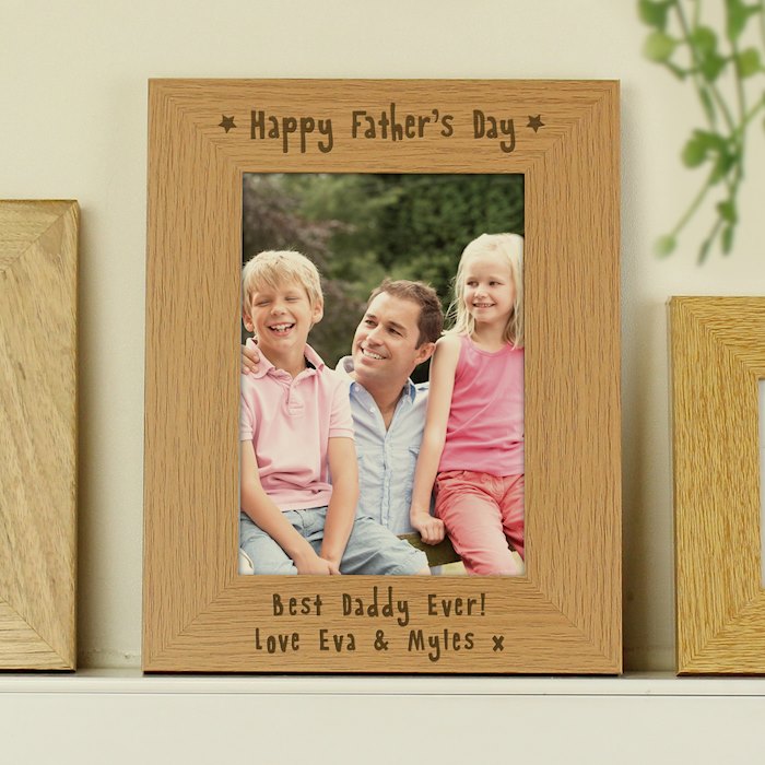 Personalised Happy Father's Day 5x7 Oak Finish Photo Frame ...