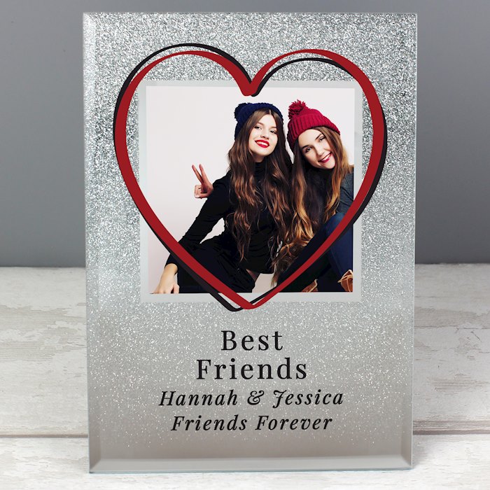 Personalised Heart 4x4 Glitter Glass Photo Frame | SpecialMoment.co.uk