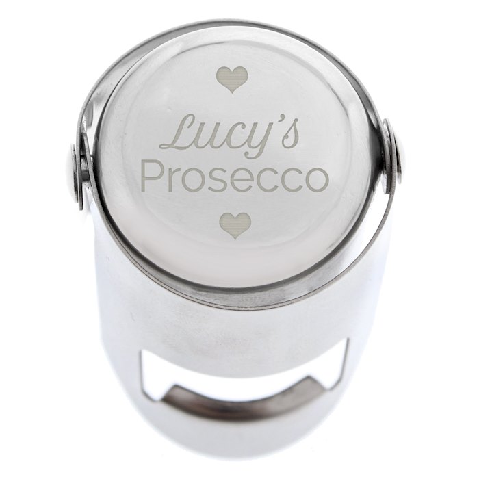 Personalised Heart Motif Prosecco Bottle Stopper | SpecialMoment.co.uk