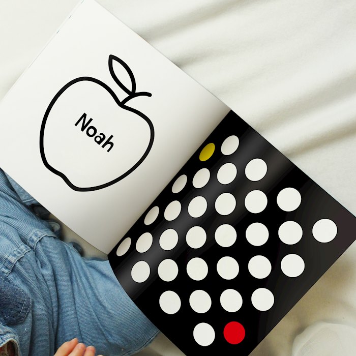 Personalised High Contrast Black and White Baby Book | SpecialMoment.co.uk