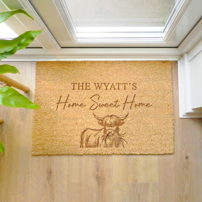 Personalised Highland Cow Doormat | SpecialMoment.co.uk