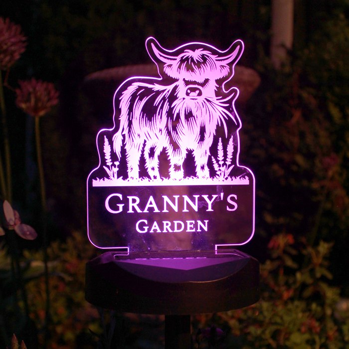 Personalised Highland Cow Garden Solar Light | SpecialMoment.co.uk